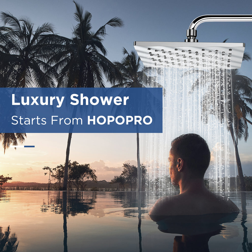 HOPOPRO 9 Inches Square Rain Shower Head Large Rainfall Shower Head Hi ...